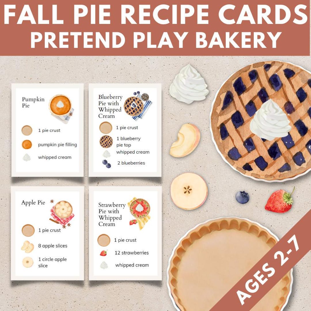 Fall Pie Recipe Pretend Dramatic Play Printable Thanksgiving Autumn ...