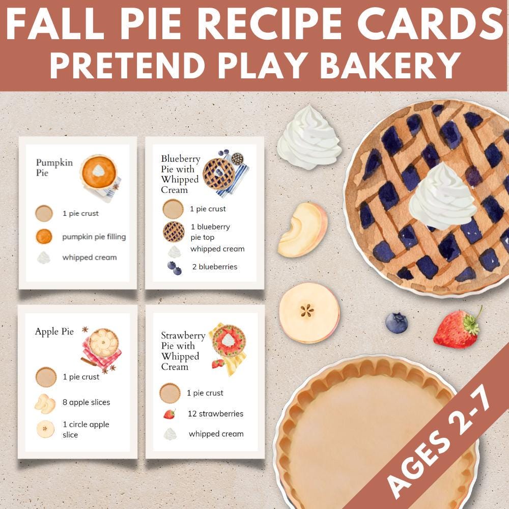 Fall Pie Recipe Pretend Dramatic Play Printable Thanksgiving Autumn ...