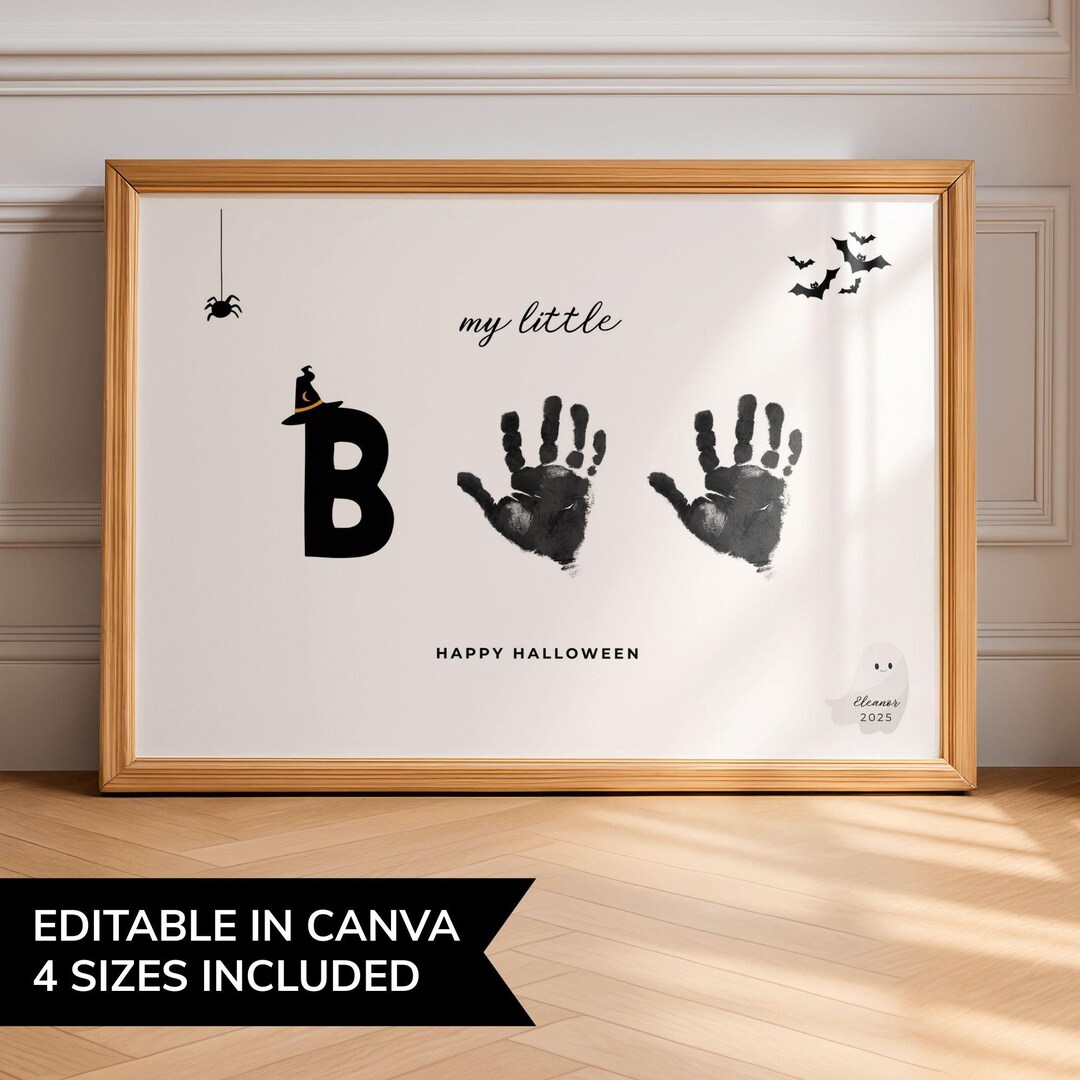 Boo Handprint Art, My Little Boo Baby First Halloween Hand Print ...