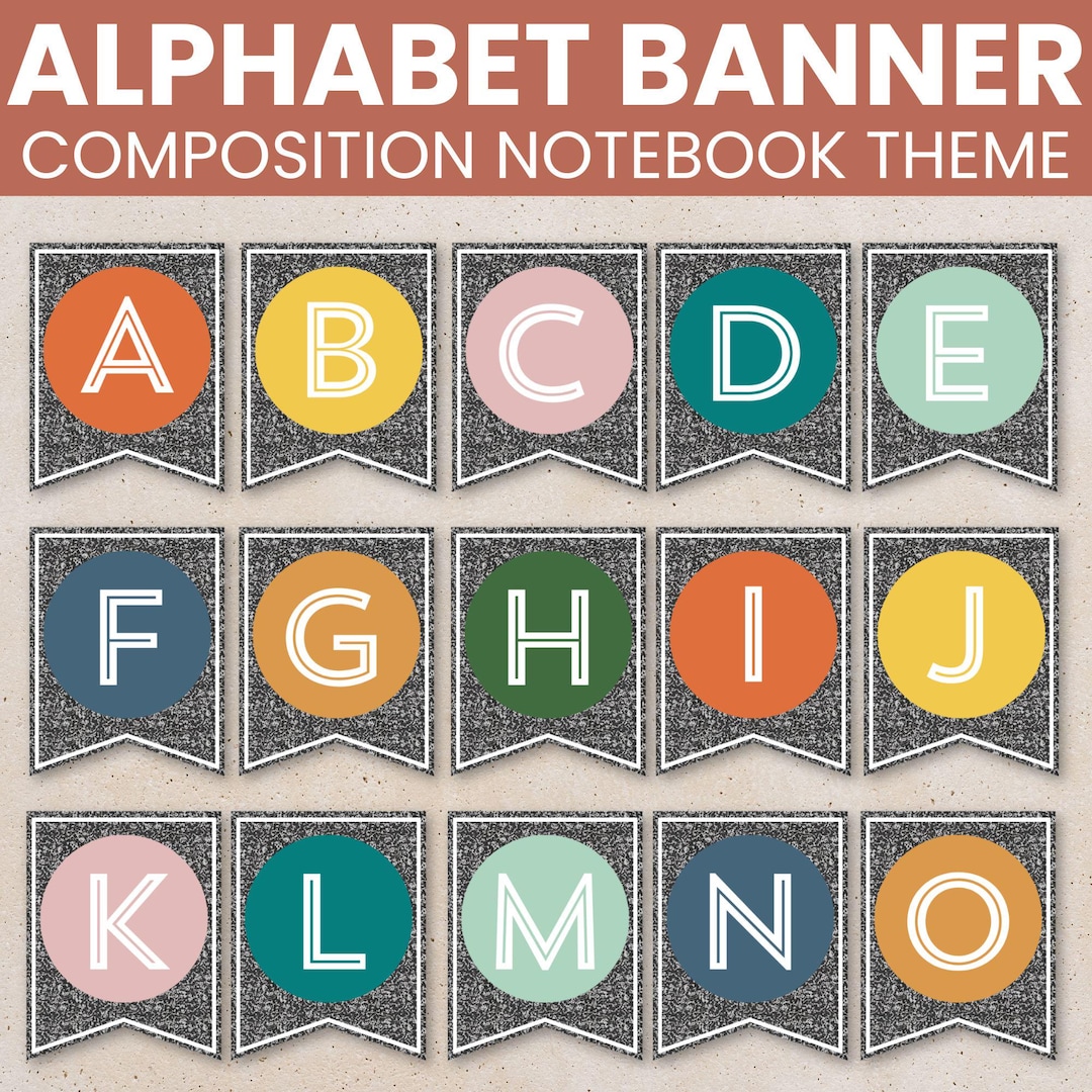 Alphabet Banner for Classroom, Editable ABC Banner Composition Notebook ...