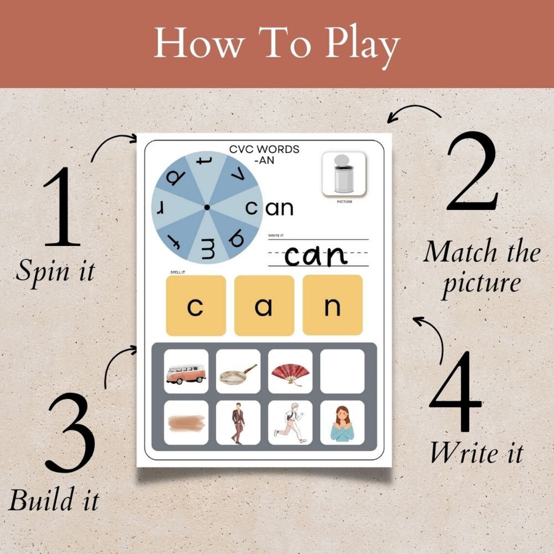 CVC Words Worksheet Digital Download, Rhyming Words Kindergarten ...