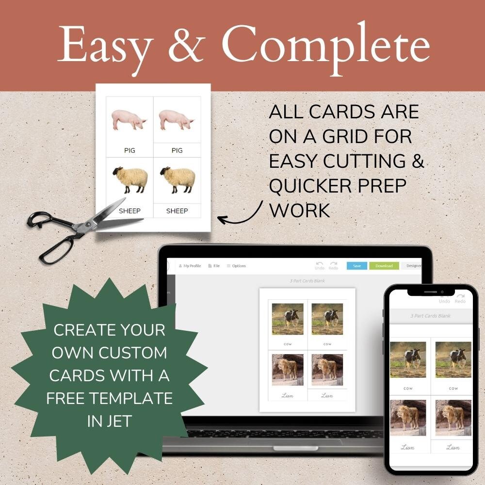 Farm Animal Flash Cards for Kids Printables, Memory Match Game Digital ...