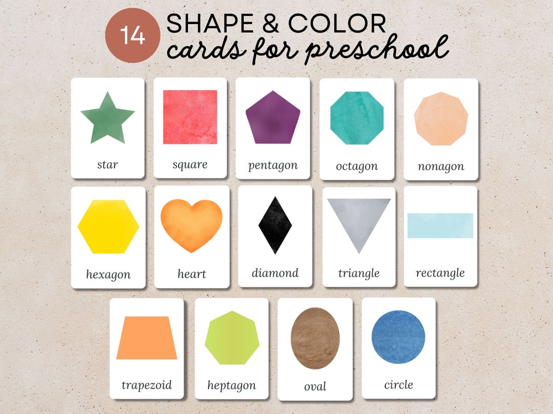 Montessori Shapes Flashcards for Toddler, 3 Part Card Printable ...