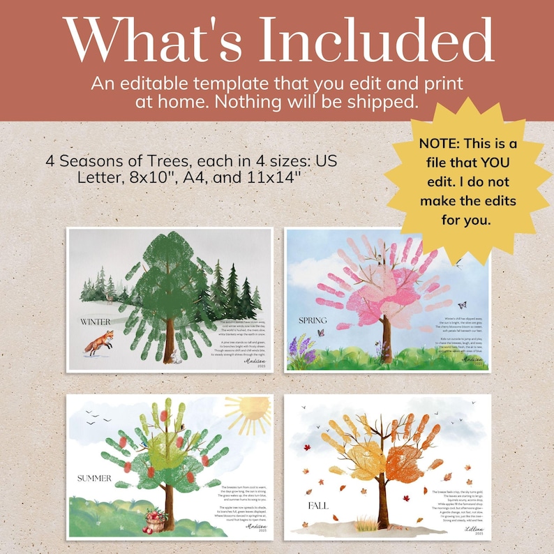 Tree Handprint Craft Bundle for Kids, Spring Handprint Art Toddler ...