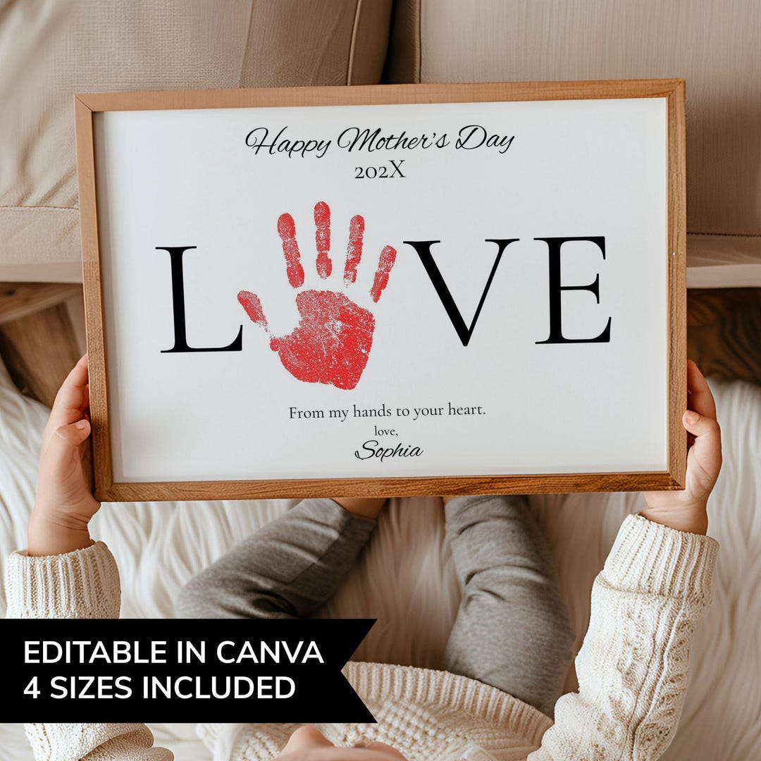 Love Handprint Art Printable Kids, Editable Mothers Day Hand Print ...