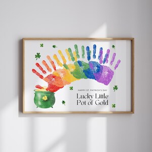 Pot of Gold Rainbow Handprint Art Printable, St Patricks Day Hand Print ...