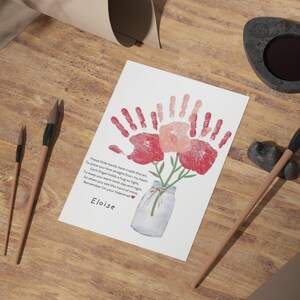 Flowers Handprint Art Template Preschool, Bouquet Valentines Day ...