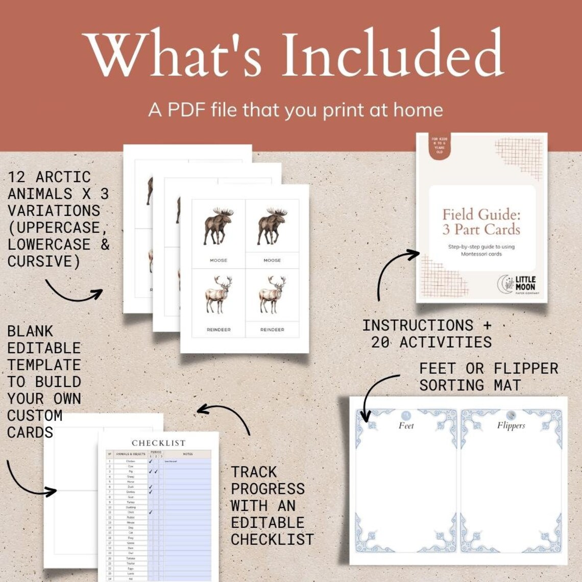 Arctic Animals 3 Part Cards Printable, Polar Montessori Nomenclature ...