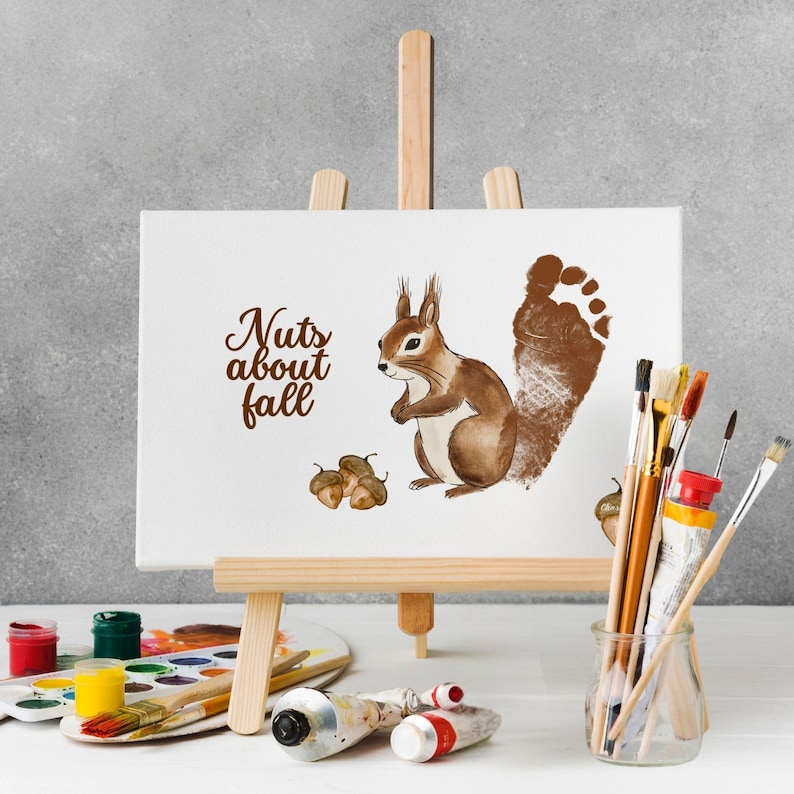 Nuts About Fall Footprint Art for Toddler, Baby Foot Print Keepsake ...