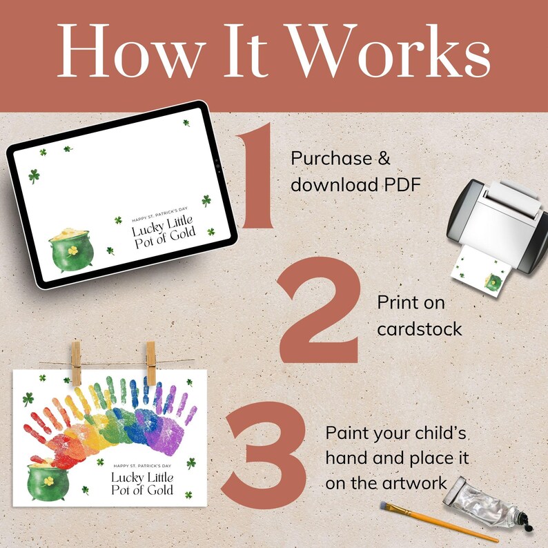 Pot of Gold Rainbow Handprint Art Printable, St Patricks Day Hand Print ...