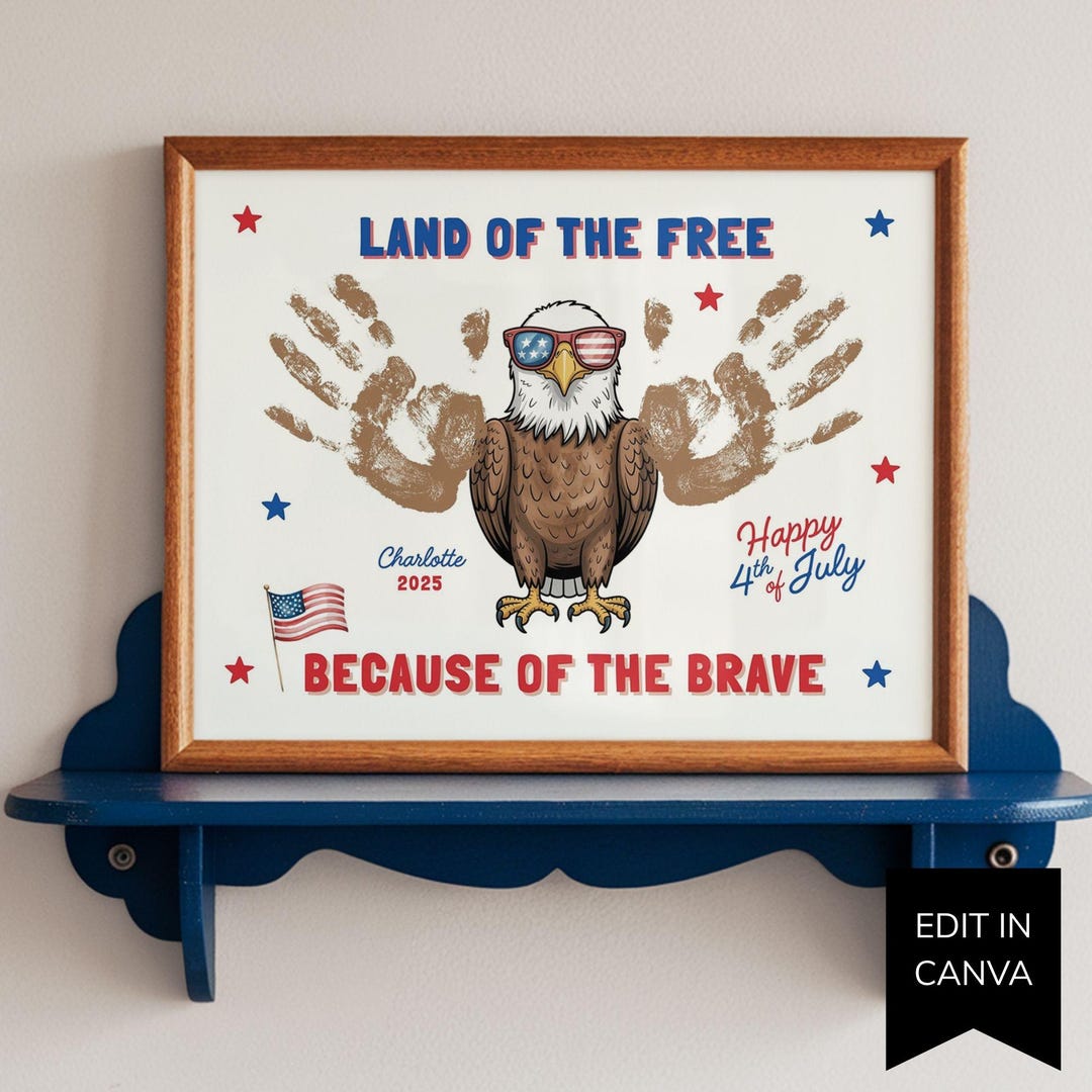 4th of July Handprint Craft Printable, Land of the Free Because of the ...