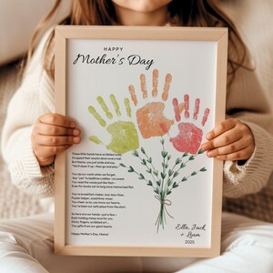 Editable Flower Handprint Mothers Day Customizable, Bouquet Handprint ...