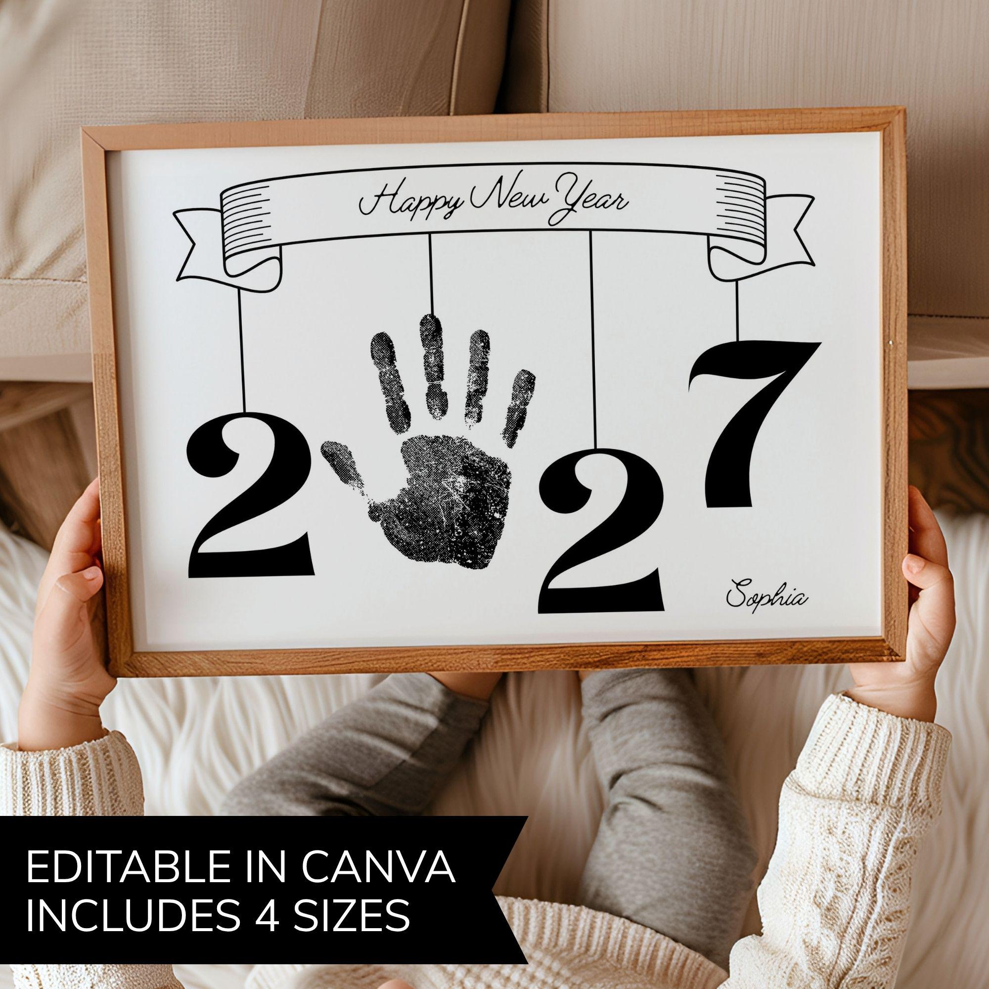 New Years Handprint Art Printable for Preschool, 2027 Handprint Craft ...