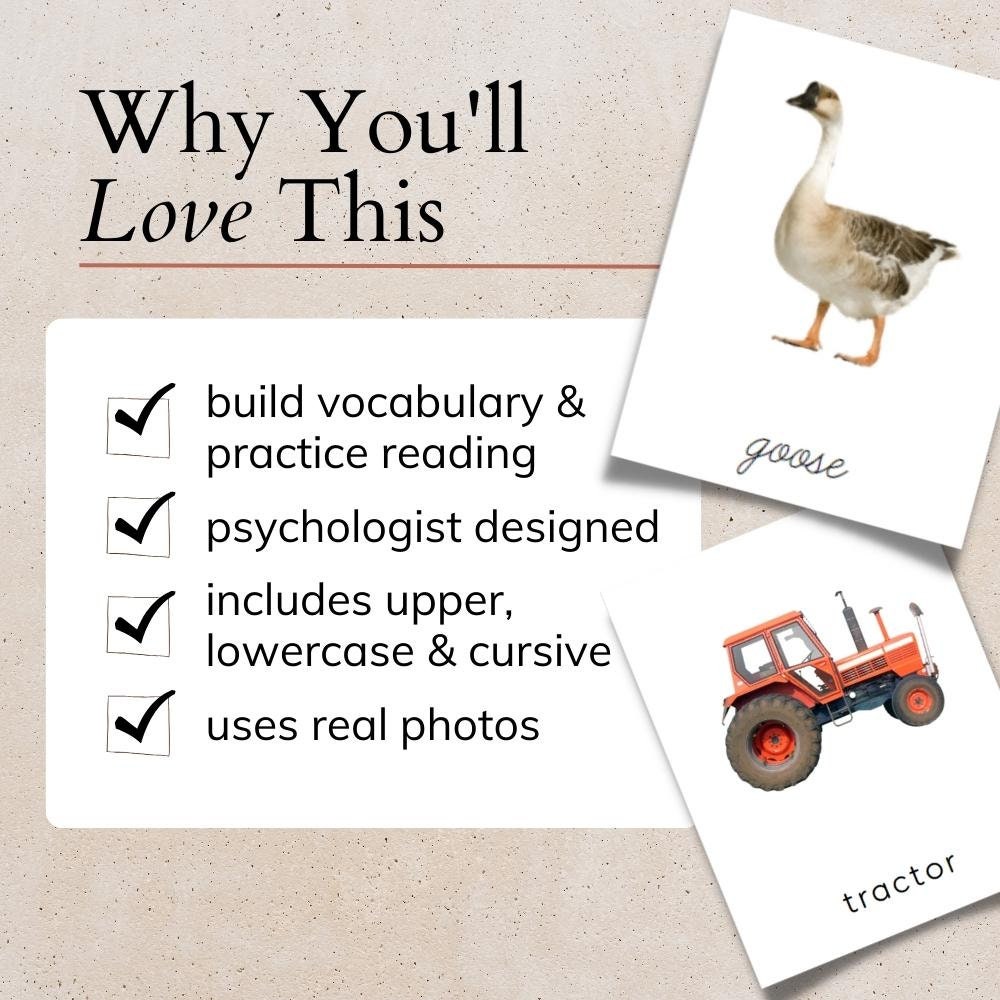 Farm Animal Flash Cards for Kids Printables, Memory Match Game Digital ...