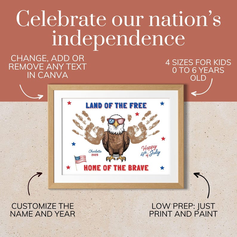 4th of July Handprint Craft Printable, Land of the Free Because of the ...