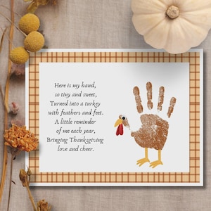 Thanksgiving Handprint Placemat Printable, Turkey Handprint Poem, Fall ...