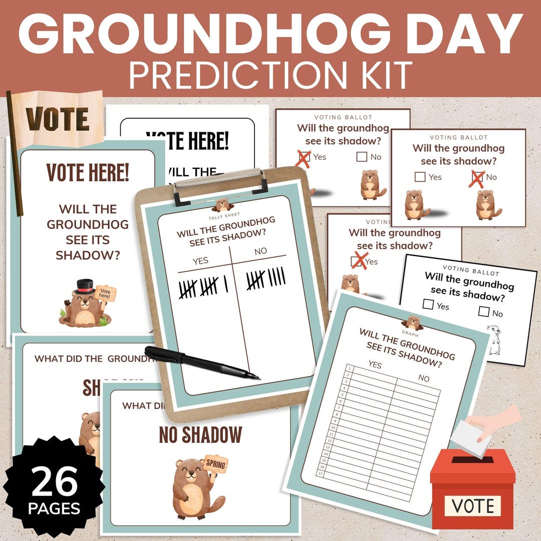 Groundhog Day Prediction Kit Printable Activities, Punxsutawney Phil ...