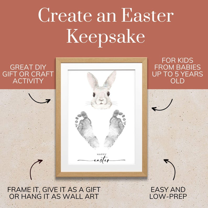 Easter Footprint Template, Bunny Footprint Art Print Kids, Toddler ...