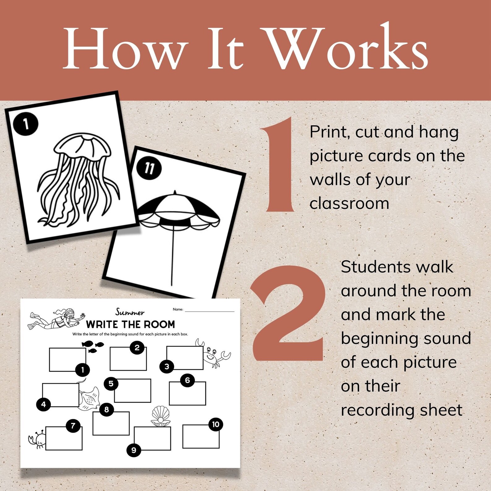 Write the Room Beginning Sounds Printable, Summer Learning Kindergarten ...
