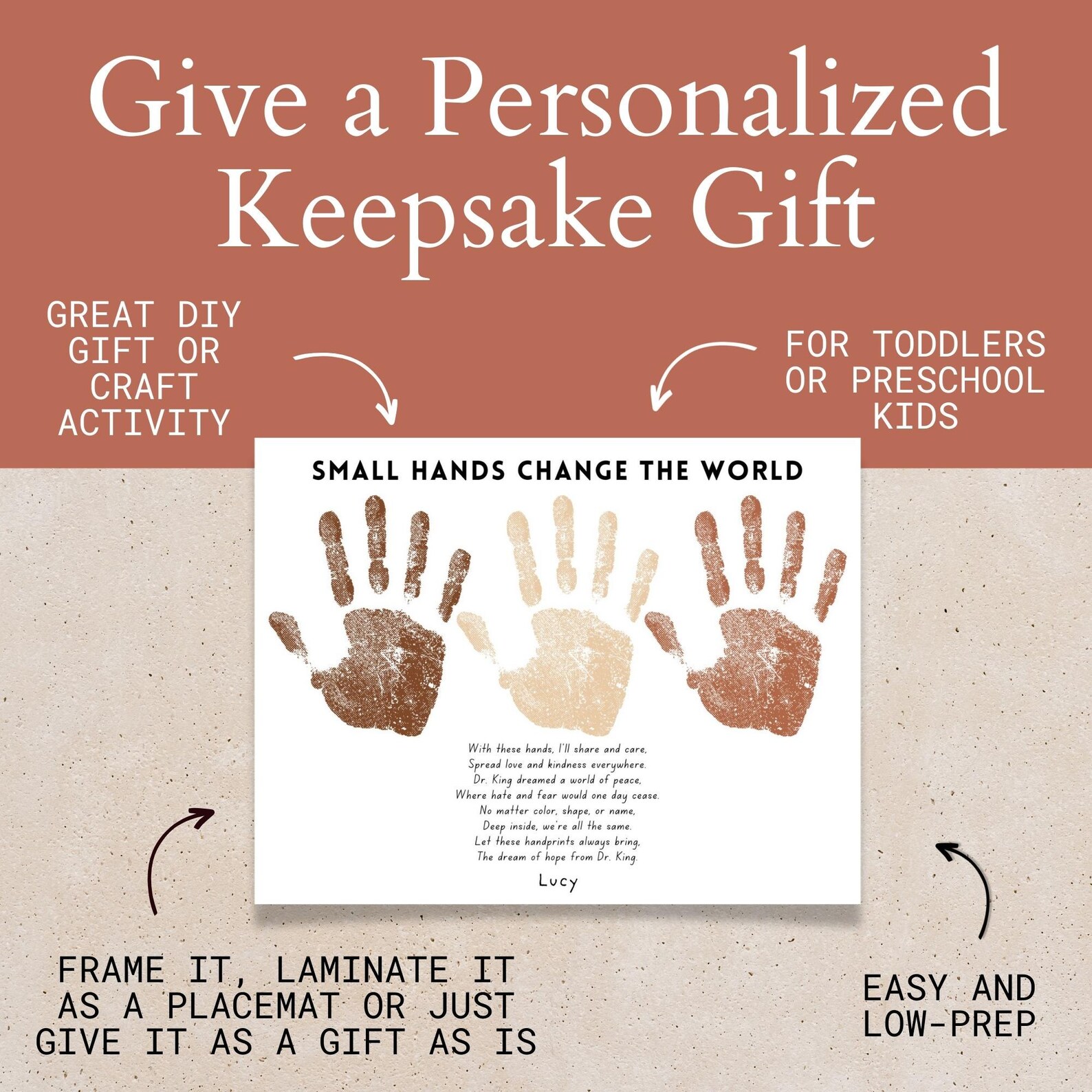 MLK Day Handprint Craft Template, Small Hands Change the World Hand ...
