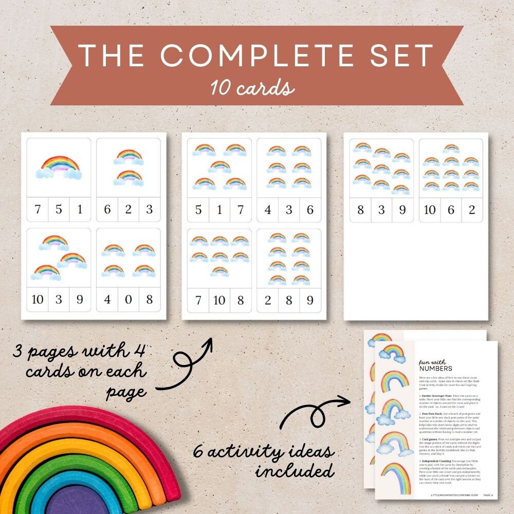 Rainbow Count and Clip Card, Spring Math Manipulative, Classroom Number ...