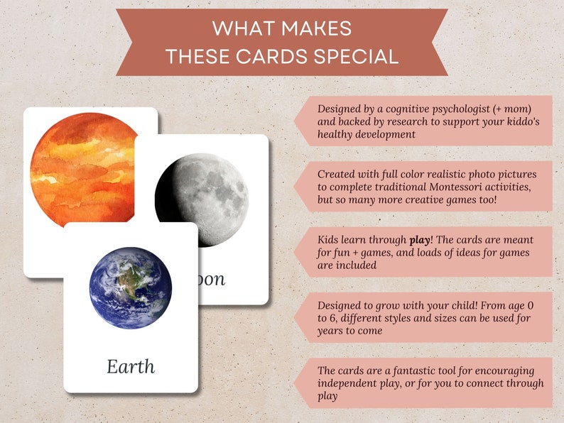Montessori Solar System Flashcard for Toddler, 3 Part Card Printable ...