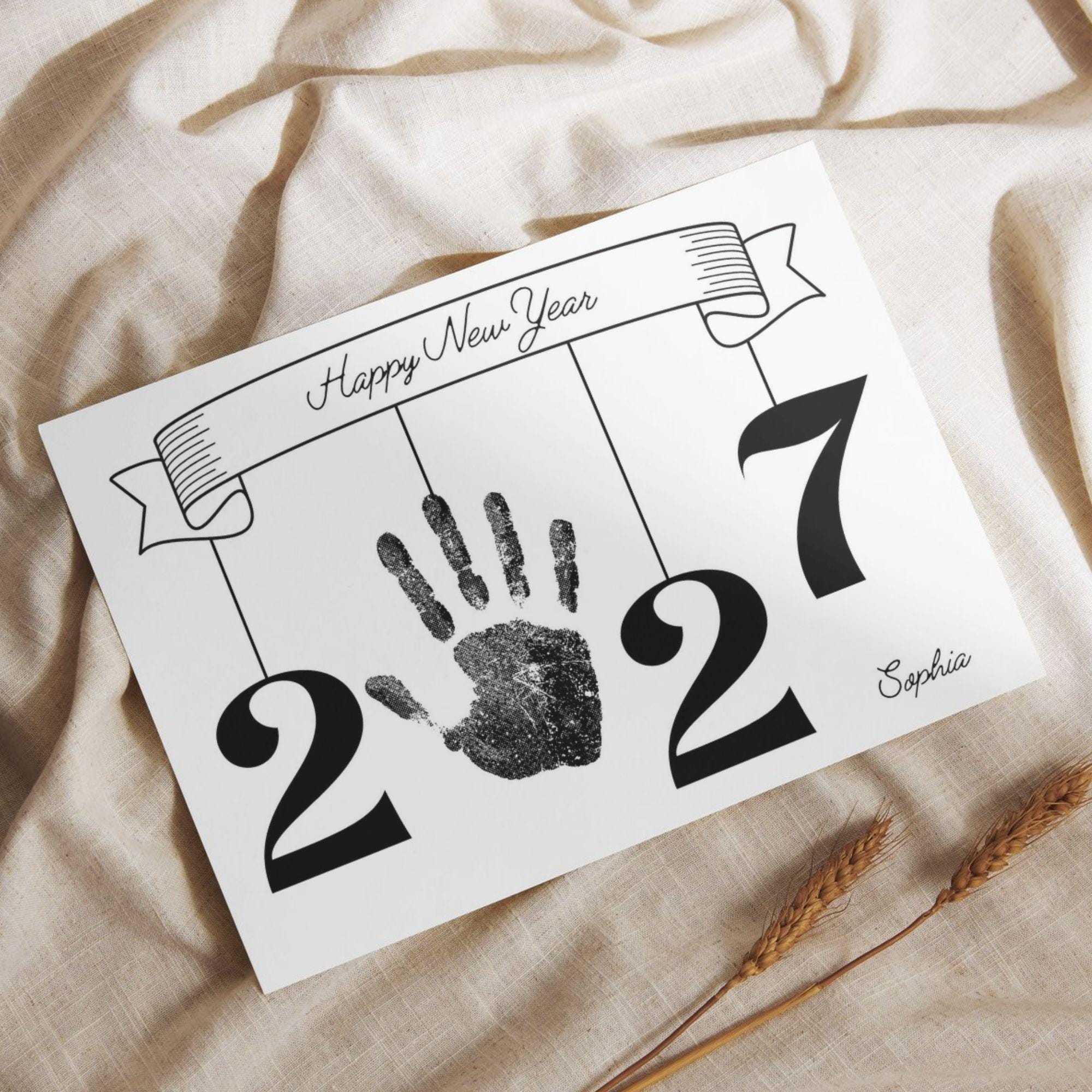 New Years Handprint Art Printable for Preschool, 2027 Handprint Craft ...