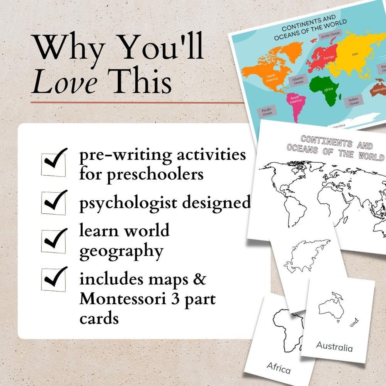 7 Continents Unit Study Preschool, Continent of the World Montessori 3 ...