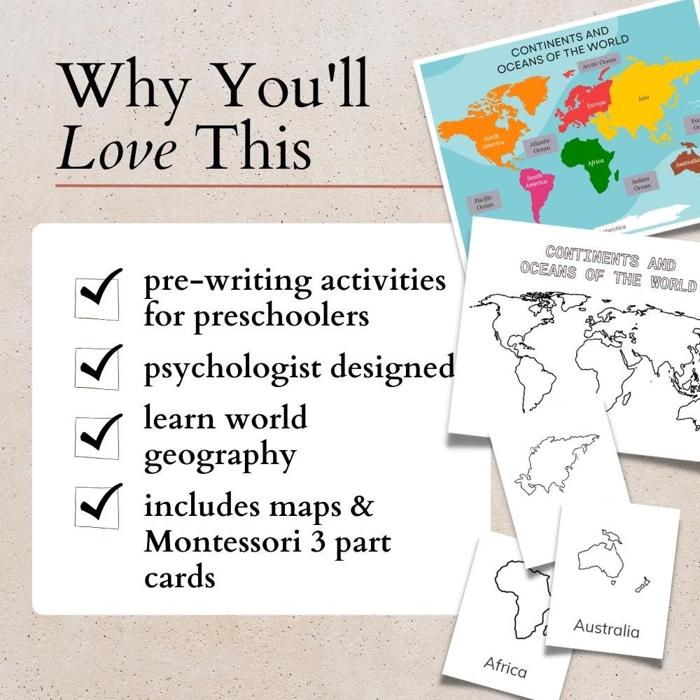 7 Continents Unit Study Preschool, Continent of the World Montessori 3 ...