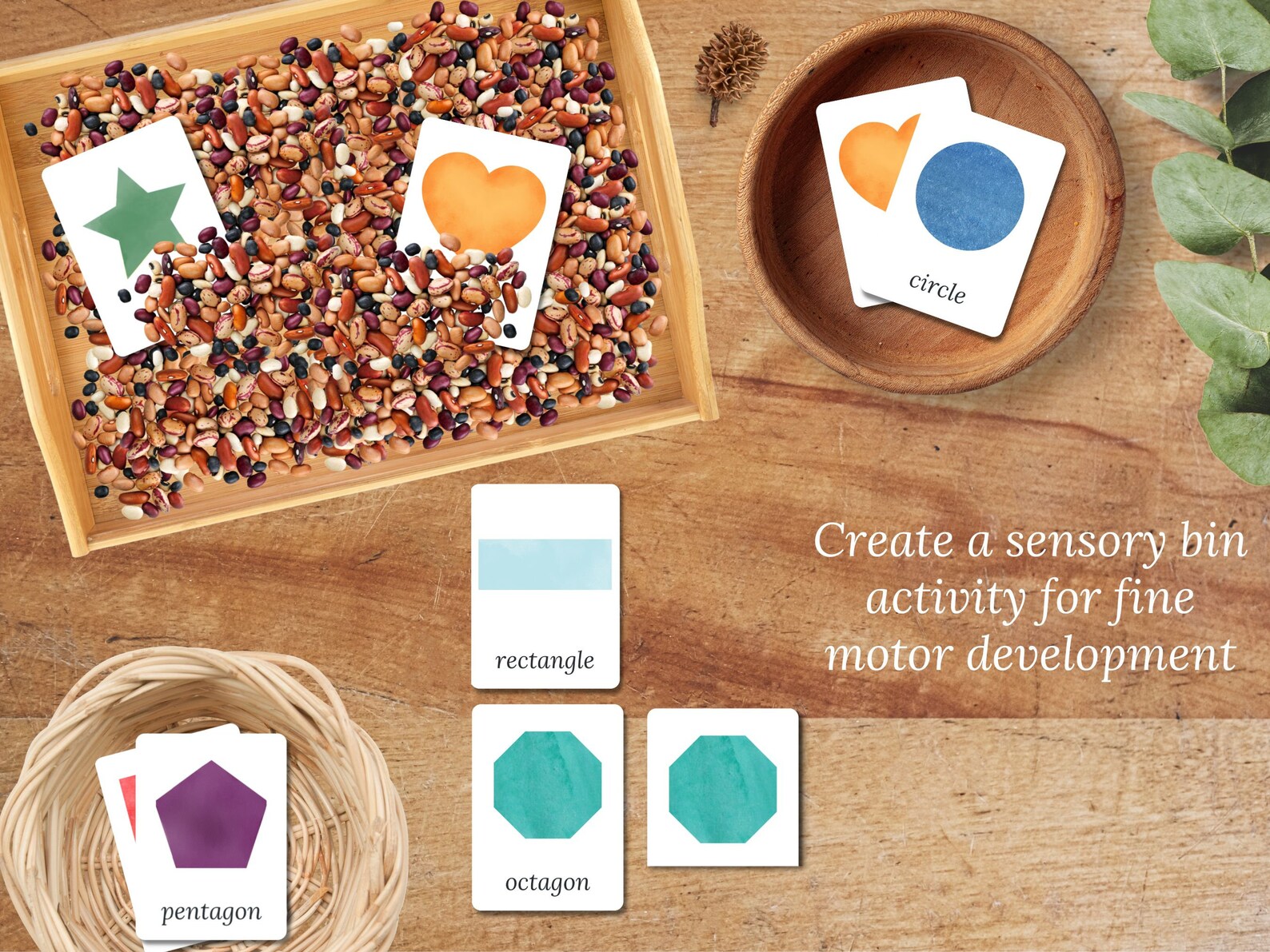 Montessori Shapes Flashcards for Toddler, 3 Part Card Printable ...