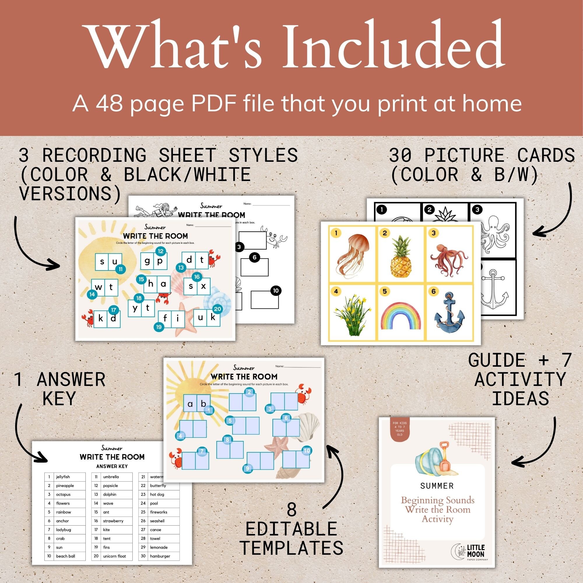 Write the Room Beginning Sounds Printable, Summer Learning Kindergarten ...