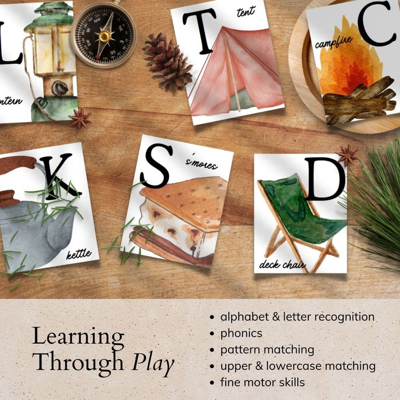 Camping Alphabet Flash Card Printable, Nature Classroom Decor Preschool ...