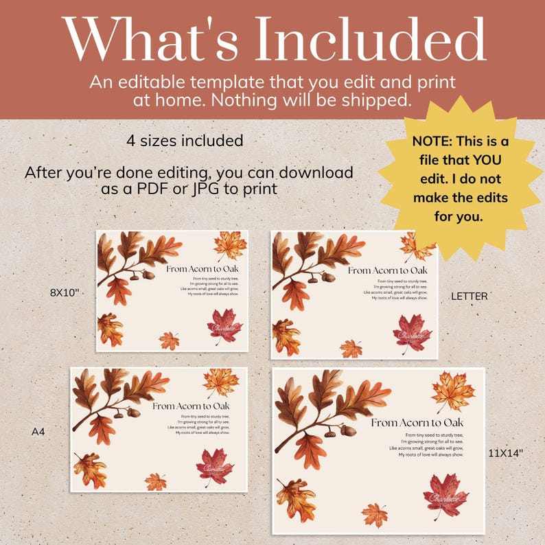 Acorn Handprint Poem Printable, Fall Handprint Craft Template for Kid ...