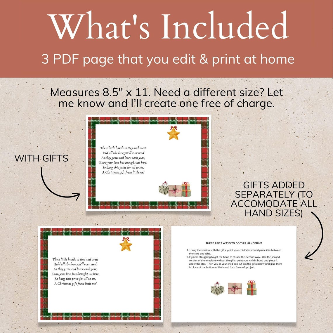 Christmas Handprint Placemat Craft Toddler, Holiday Handprint Printable ...