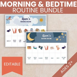 Morning and Bedtime Routine Chart Printable, Preschool Routine Flip ...