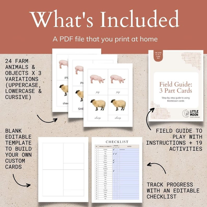 Farm Animal Flash Cards for Kids Printables, Memory Match Game Digital ...