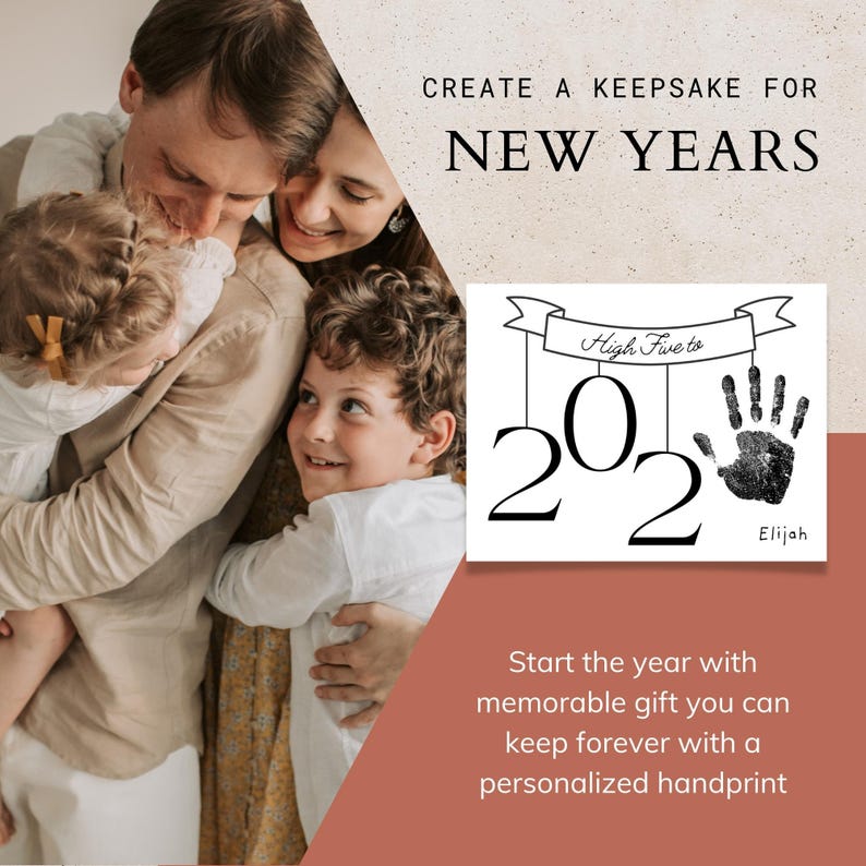 New Years Handprint Art Printable for Preschool, 2025 Handprint Craft ...