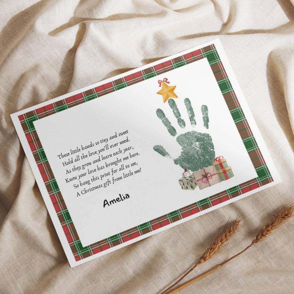 Christmas Handprint Placemat Craft Toddler, Holiday Handprint Printable ...