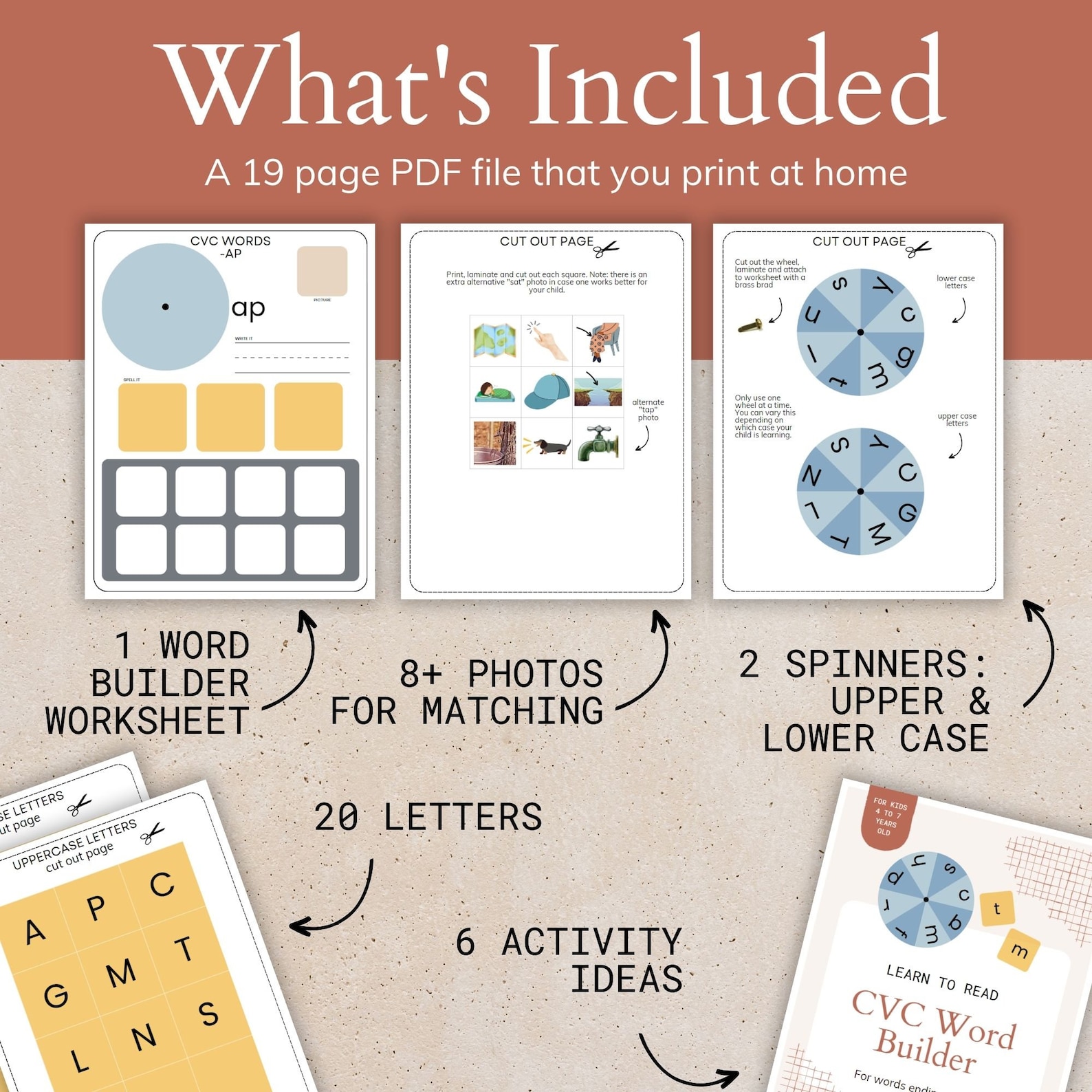 CVC Word Family Worksheet Printable, Rhyming Word Builder Kindergarten ...