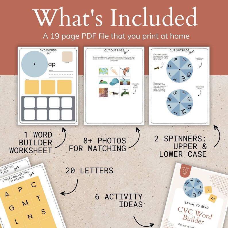 CVC Word Family Worksheet Printable, Rhyming Word Builder Kindergarten ...