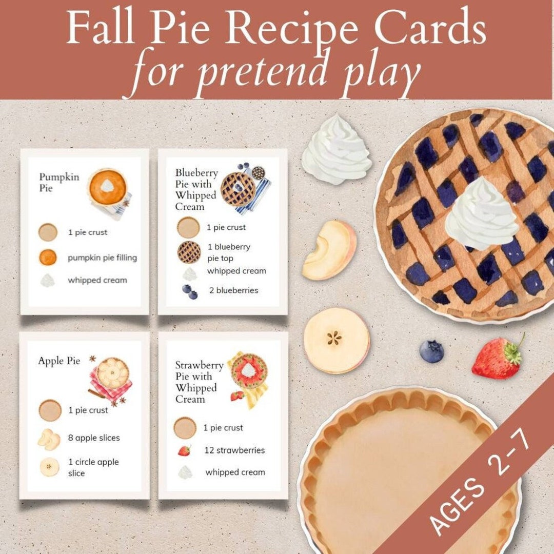 Fall Pie Recipe Pretend Dramatic Play Printable Thanksgiving Autumn ...