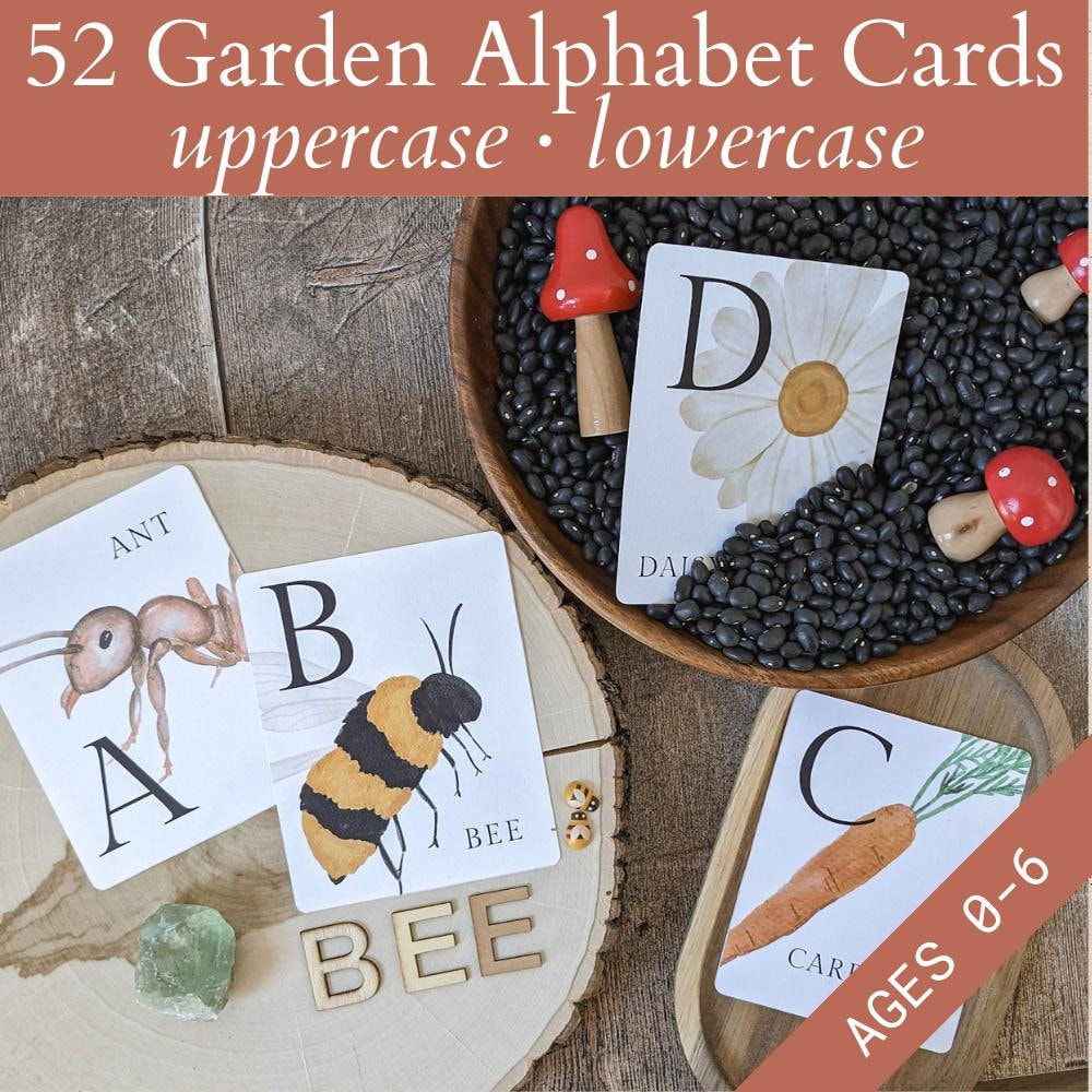 Garden Alphabet Card for Wall, Spring Activity ABC Flashcard Printable ...