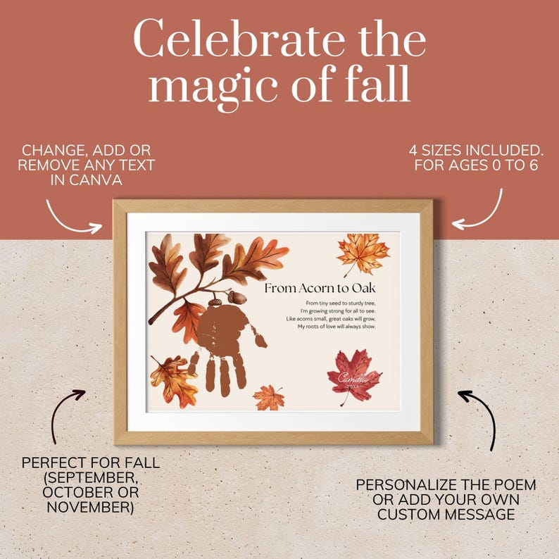 Acorn Handprint Poem Printable, Fall Handprint Craft Template for Kid ...