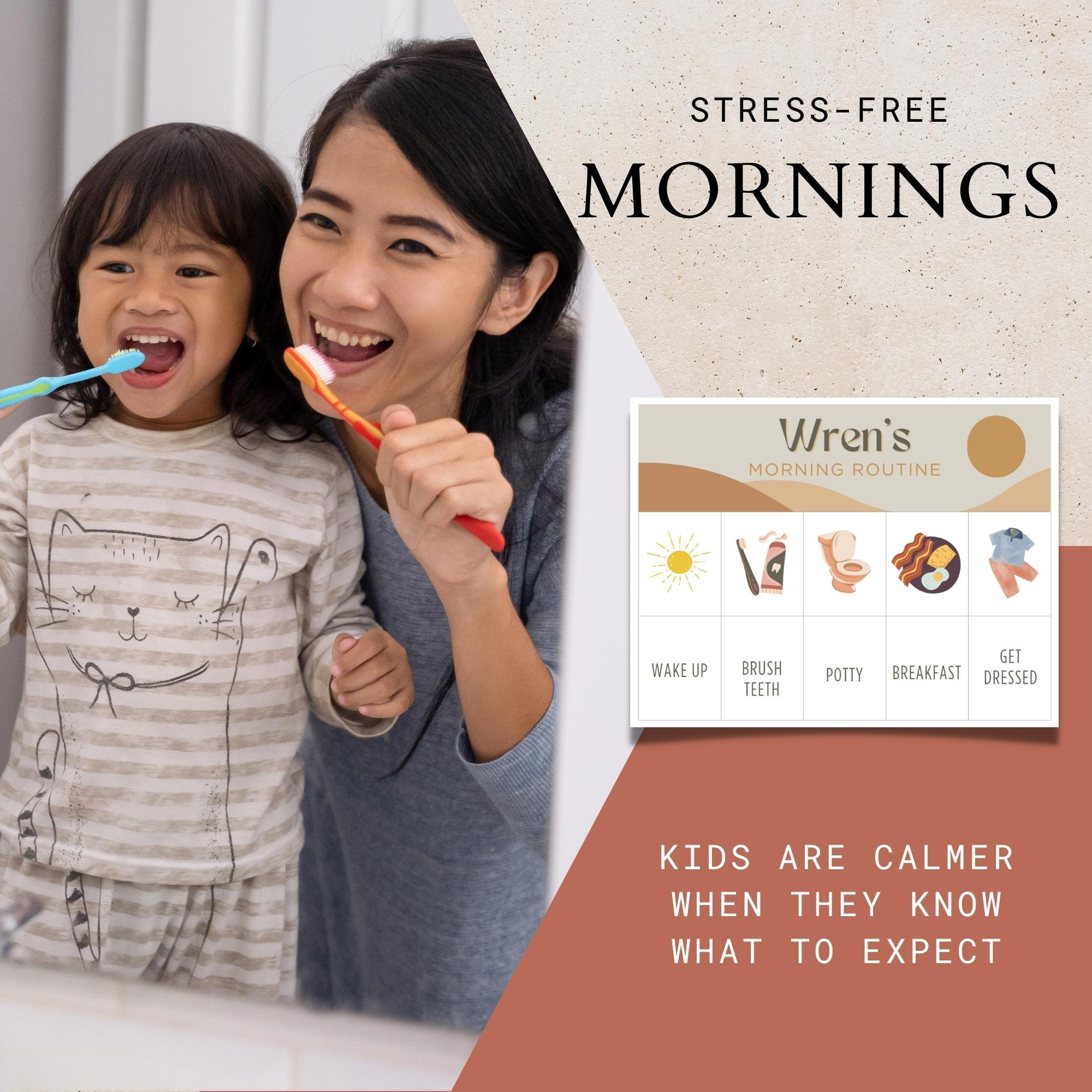 Boho Morning Routine Flip Chart for Toddler, Editable Visual Schedule ...