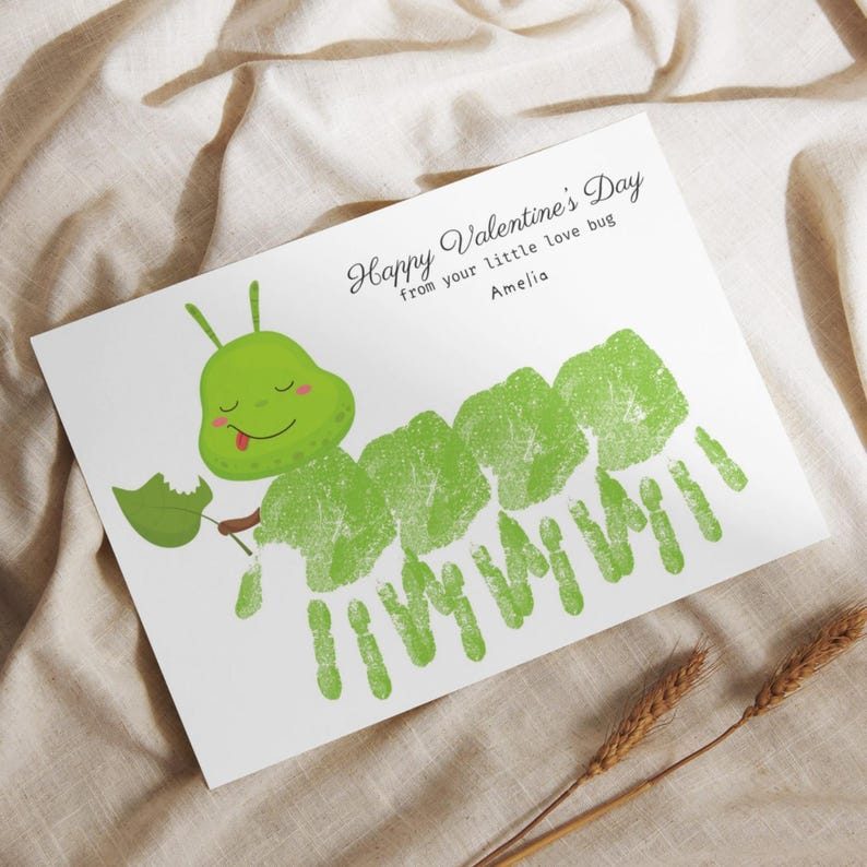 Love Bug Handprint Art Toddler, Caterpillar Valentine Handprint Craft ...
