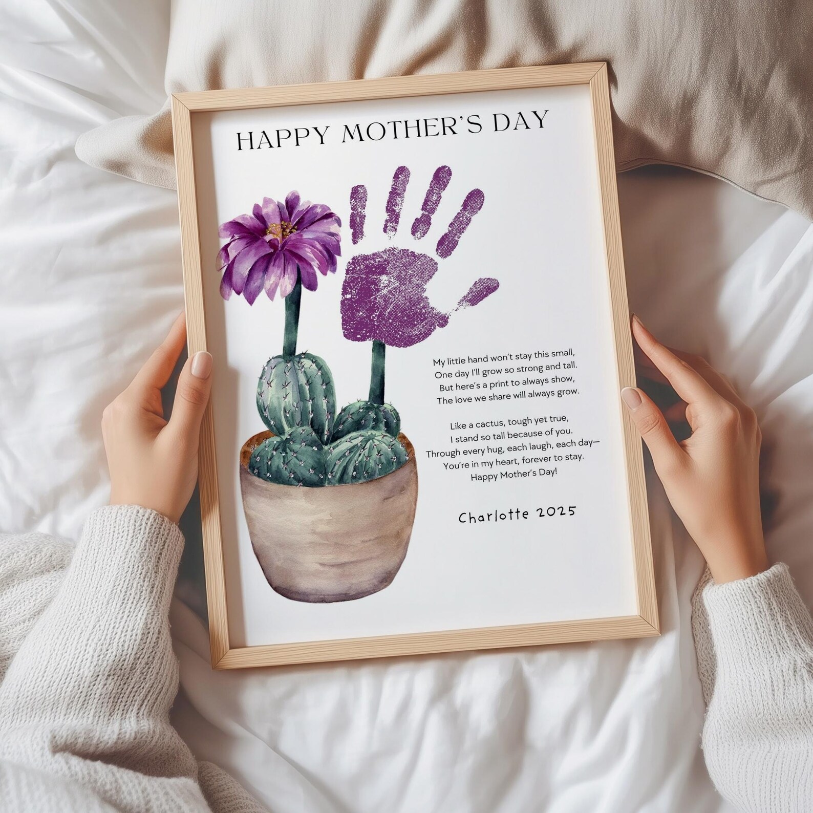 Mothers Day Handprint Poem, Cactus Mothers Day Craft, Mom Flower Hand ...