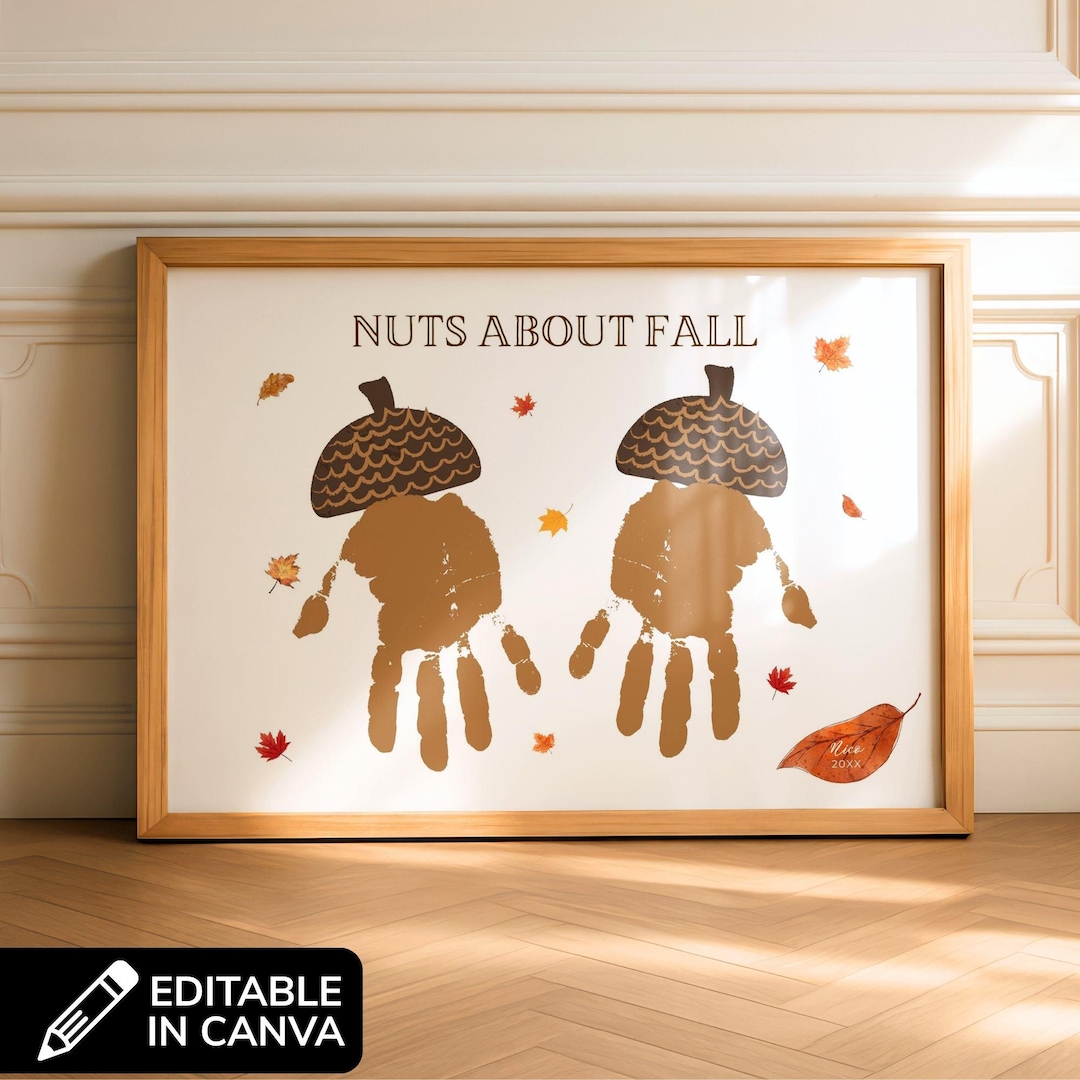 Acorn Handprint Craft for Kid Printable, Editable Nut About Fall Hand ...