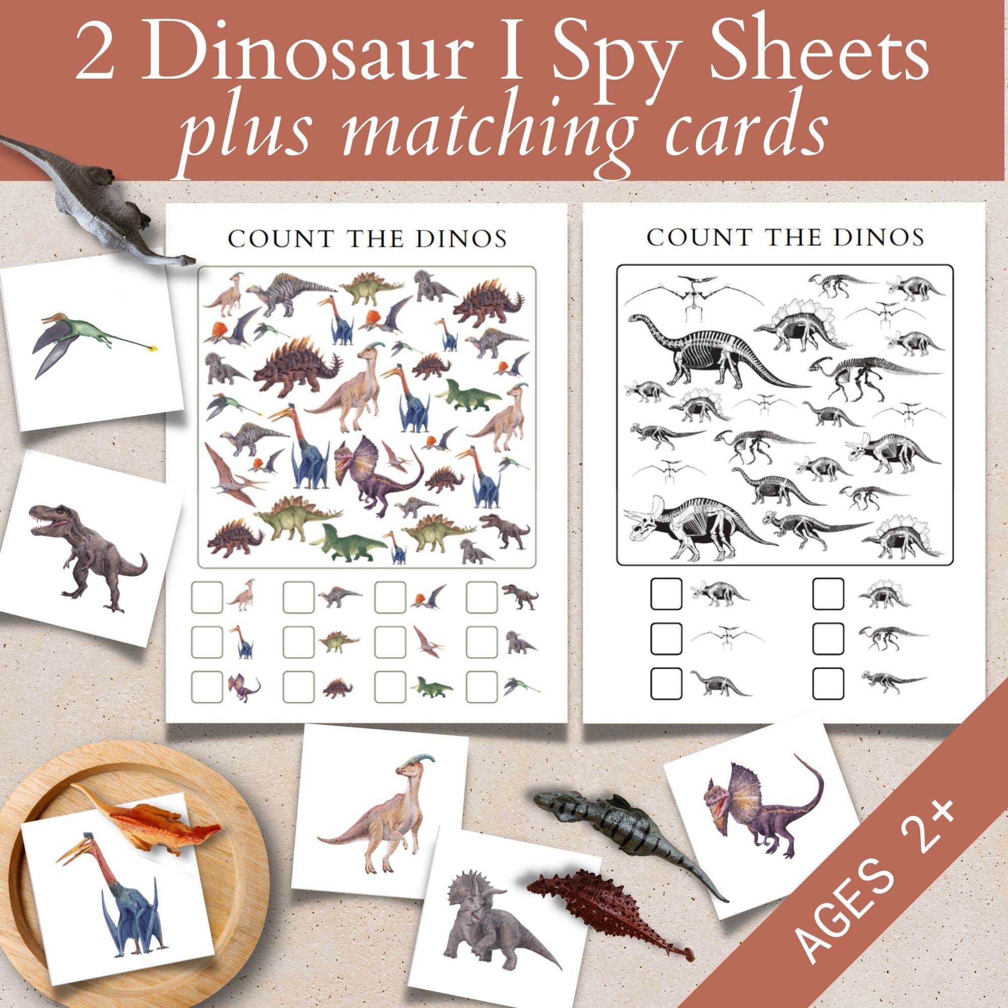 Dinosaur Counting Activity Printable, Kid I Spy Game, Dino Party Favor ...