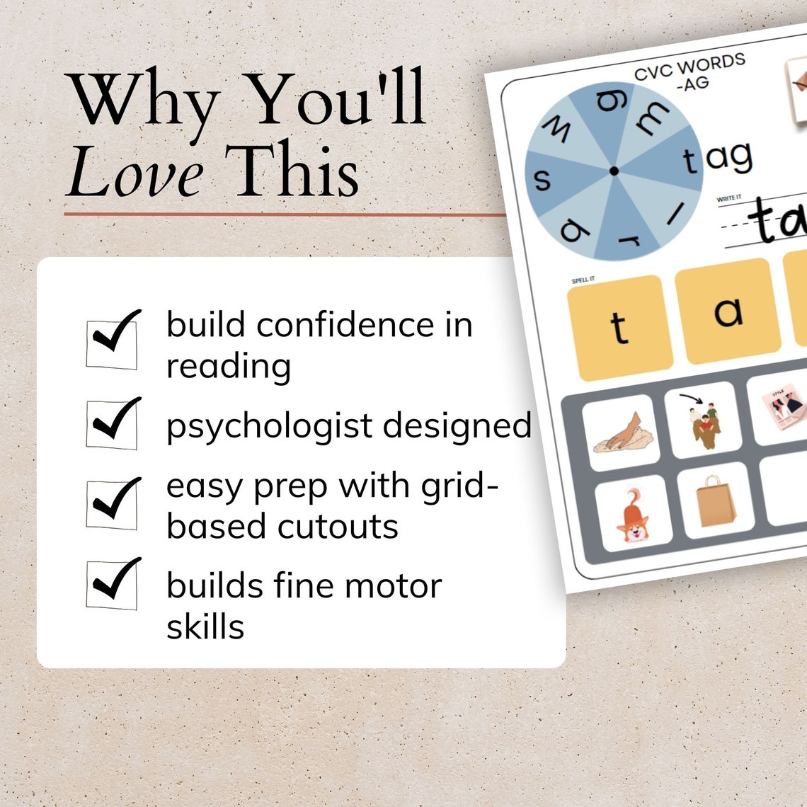 CVC Pictures Word Family Worksheet Printable, Short A Sound Rhyming ...