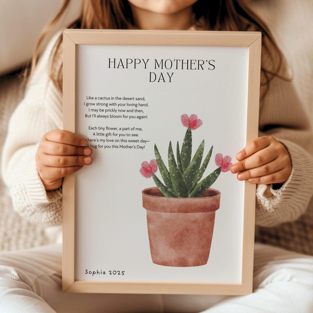 Mothers Day Fingerprint Art Printable, Fingerprint Flower Craft for ...